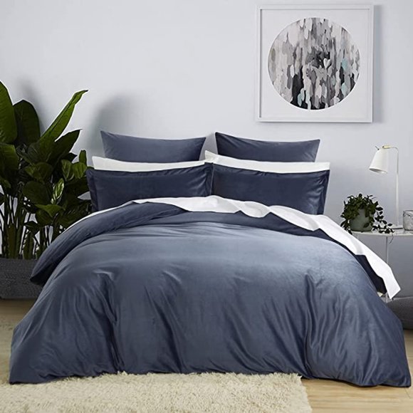 Bedding | Heavyweight 10 Velvet Ultrasoft Duvet Cover Set Navy Blue ...
